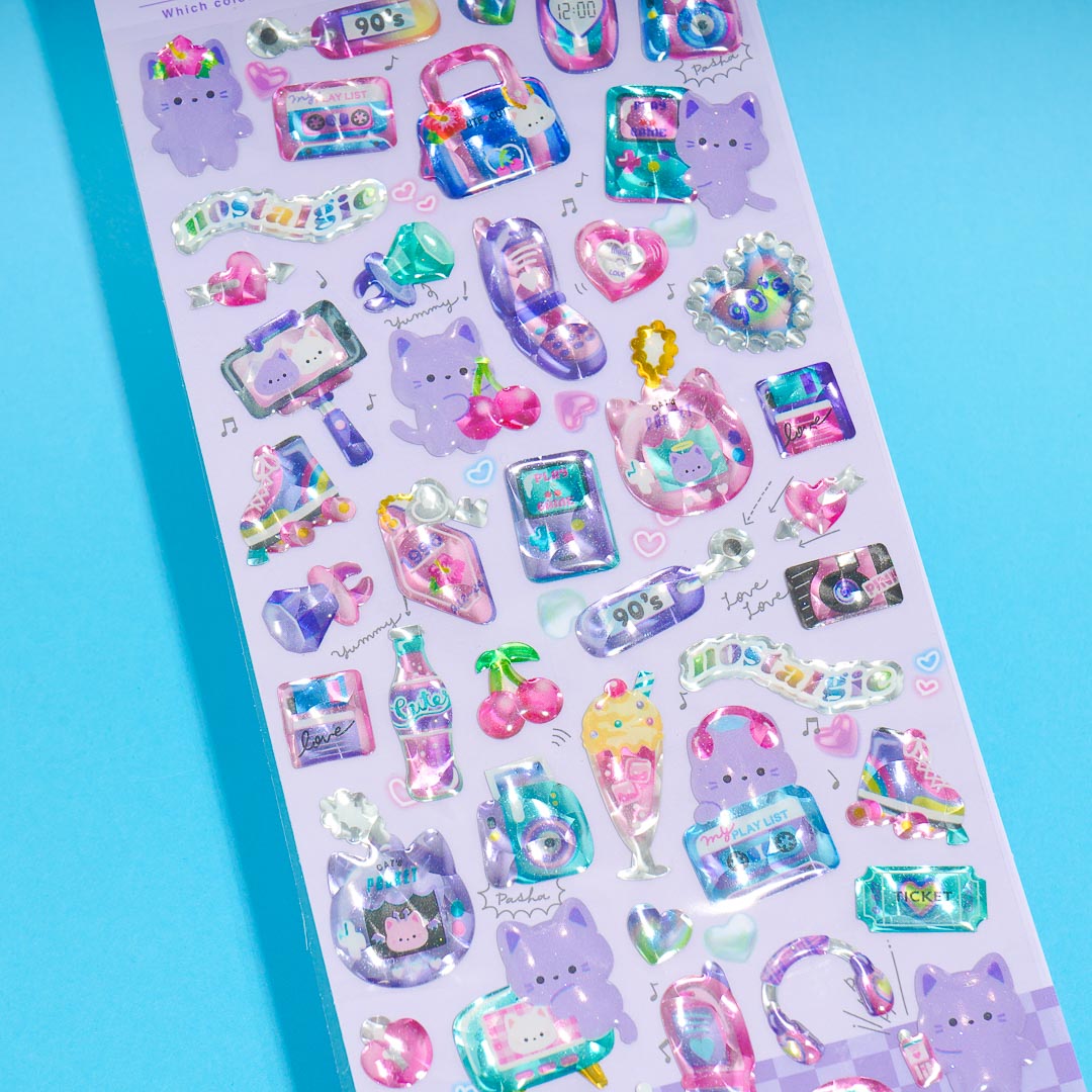 Melty Couleur Purple Cat Holographic Puffy Stickers – Blippo