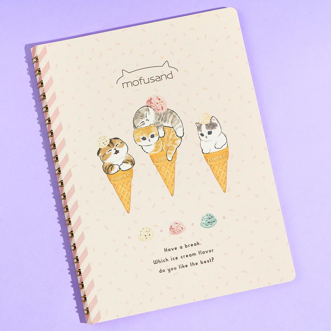 Mofusand Ice Cream Cone Fun A5 Spiral Notebook – Blippo