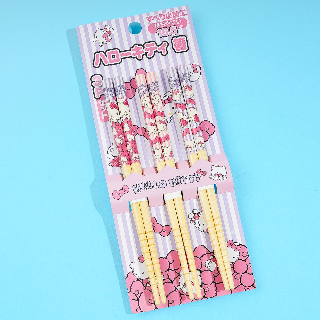 Hello Kitty Fluffy Plush Bamboo Chopsticks Set - 3 Pcs – Blippo