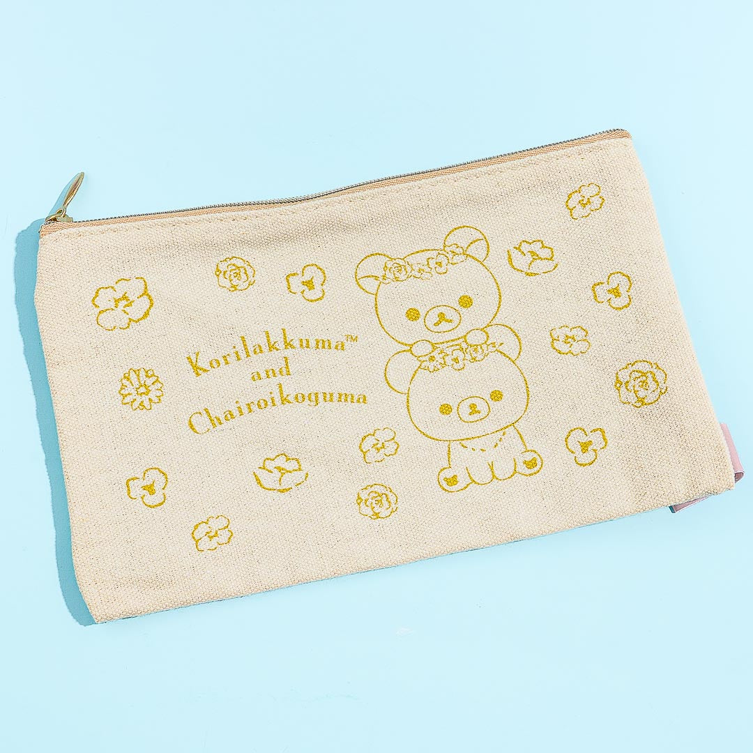 Korilakkuma & Chairoikoguma Flower Tea Time Flat Pouch - Yellow – Blippo