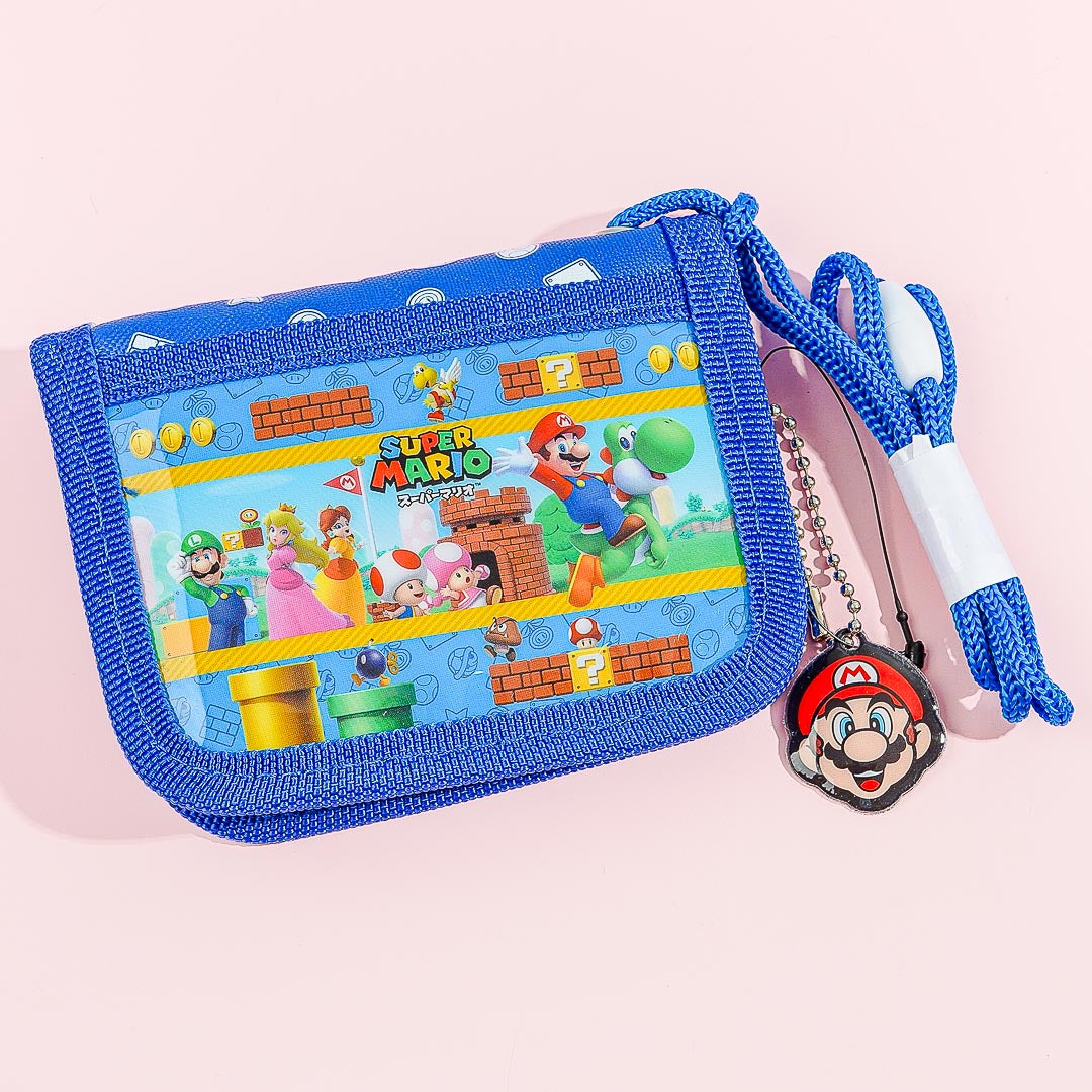 Super Mario Bi-Fold Wallet With Neck Strap - Navy Blue – Blippo