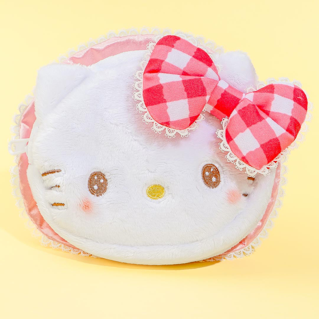 Hello Kitty Gingham Ribbon Fluffy Pouch – Blippo