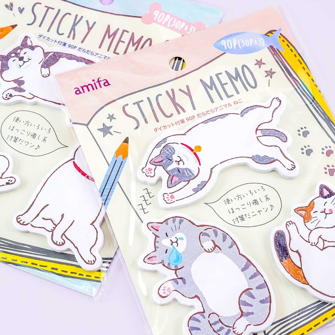 Sleepy Dog & Cat Sticky Notes Set – Blippo