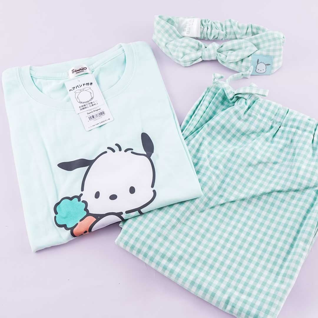 Pochacco Checkered Pajamas With Headband Set – Blippo